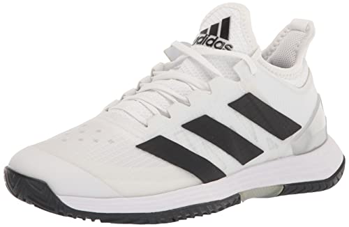 adidas Men's Adizero Ubersonic 4 Tennis Shoe, White/Core Black/Silver Metallic, 11