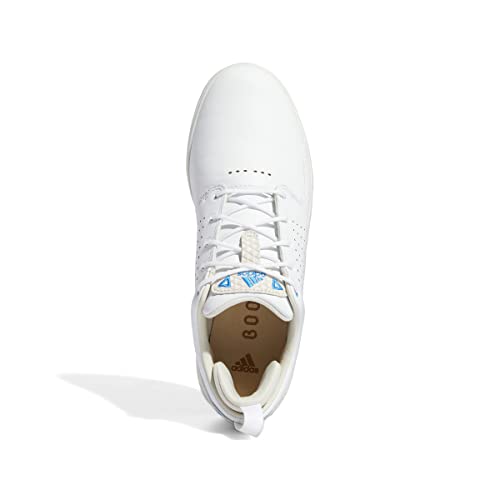 adidas mens Flopshot Spikeless Golf Shoe, Footwear White/Gold Metallic/Blue Rush, 10.5 US