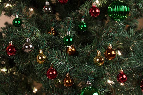 Clever Creations Shatterproof Christmas Ornaments Small 25mm Red, Green, Gold, Silver, Brown Christmas Décor | 25 Pack Set Perfect for Christmas Decorations