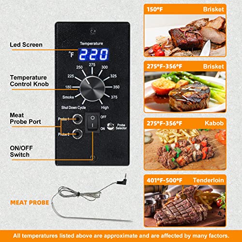 HiMombo Wood Pellet Grill and Smoker TWPG 570 sq, 8 in 1 BBQ Grill with 150-500β Auto Temperature Control, D2 Smoker Grill with Extendable Hopper, Foldable Table Legs and Cover, for Outdoor Grill,Smoke,Bake and Roast