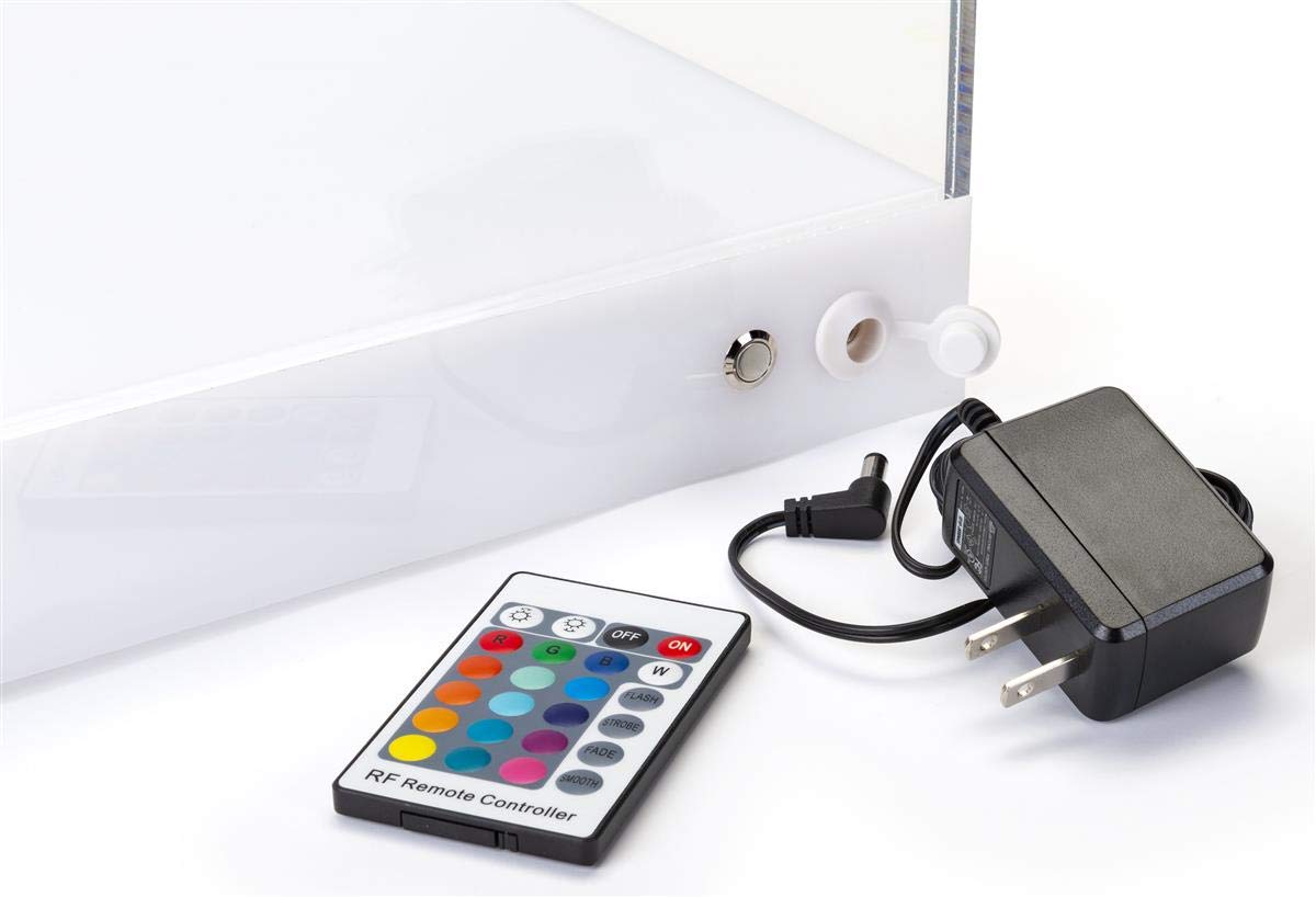 Displays2go 30 x 12 Illuminated Acrylic Display Case, 16 Color Modes β Clear, White (FDLEDDCSQ3)