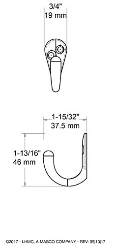 Liberty Hardware B59103Z-CHR-C Single Prong Robe Hook, Polished Chrome