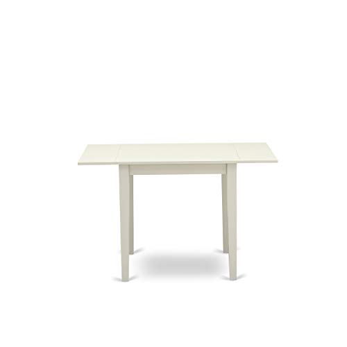East West Furniture NDVA5-LWH-W Norden 5 Piece Dining Set for 4 Includes a Rectangle Kitchen Table with Dropleaf and 4 Dinette Chairs, 30x48 Inch, Linen White