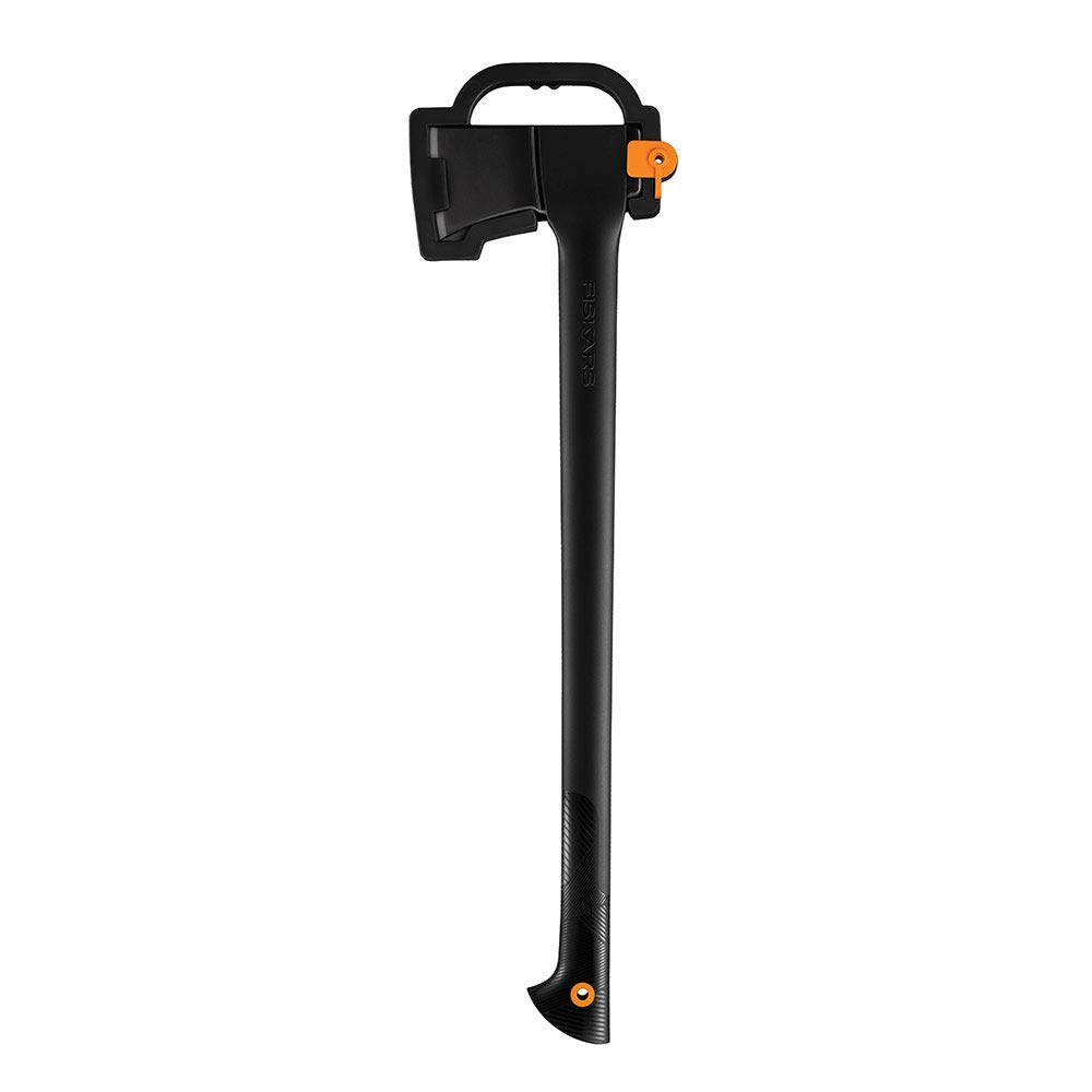 Fiskars Chopping Axe - 28" Shock Absorbing Handle and Low-Friction Steel Blade Coating - Wood Chopper Axe with Sheath - Ideal for Felling Trees - Black