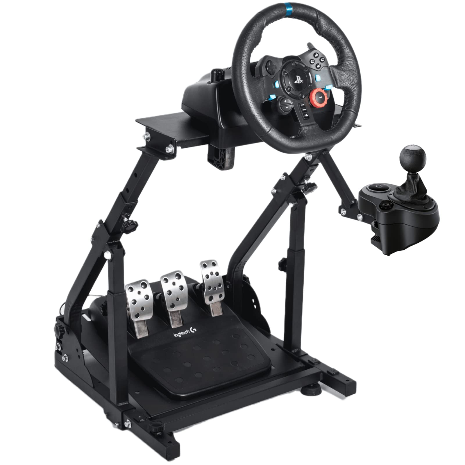 Anman G25 Racing Simulator Cockpit Stand Fit for Logitech PRO G27 G29 G920,Fanatec,Thrustmaster T500RS T300RS Adjustable Foldable Height Gaming Steering Wheel Shifter Mount NO Steering wheel and pedal