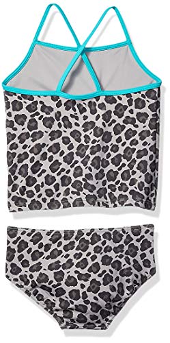 Amazon Essentials Girls' Tankini Rashguard Swimsuit Sets (Previously Spotted Zebra), Grey Cheetah, Medium