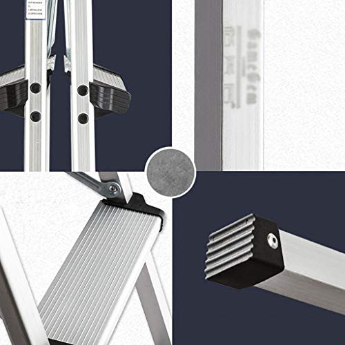 PENGJIE Folding Ladder Step Stool Ladder Stool 4 Step Folding Aluminum Heavy Duty Steel Portable Anti Slip Mat Tread Compact 150 Kg Capacity