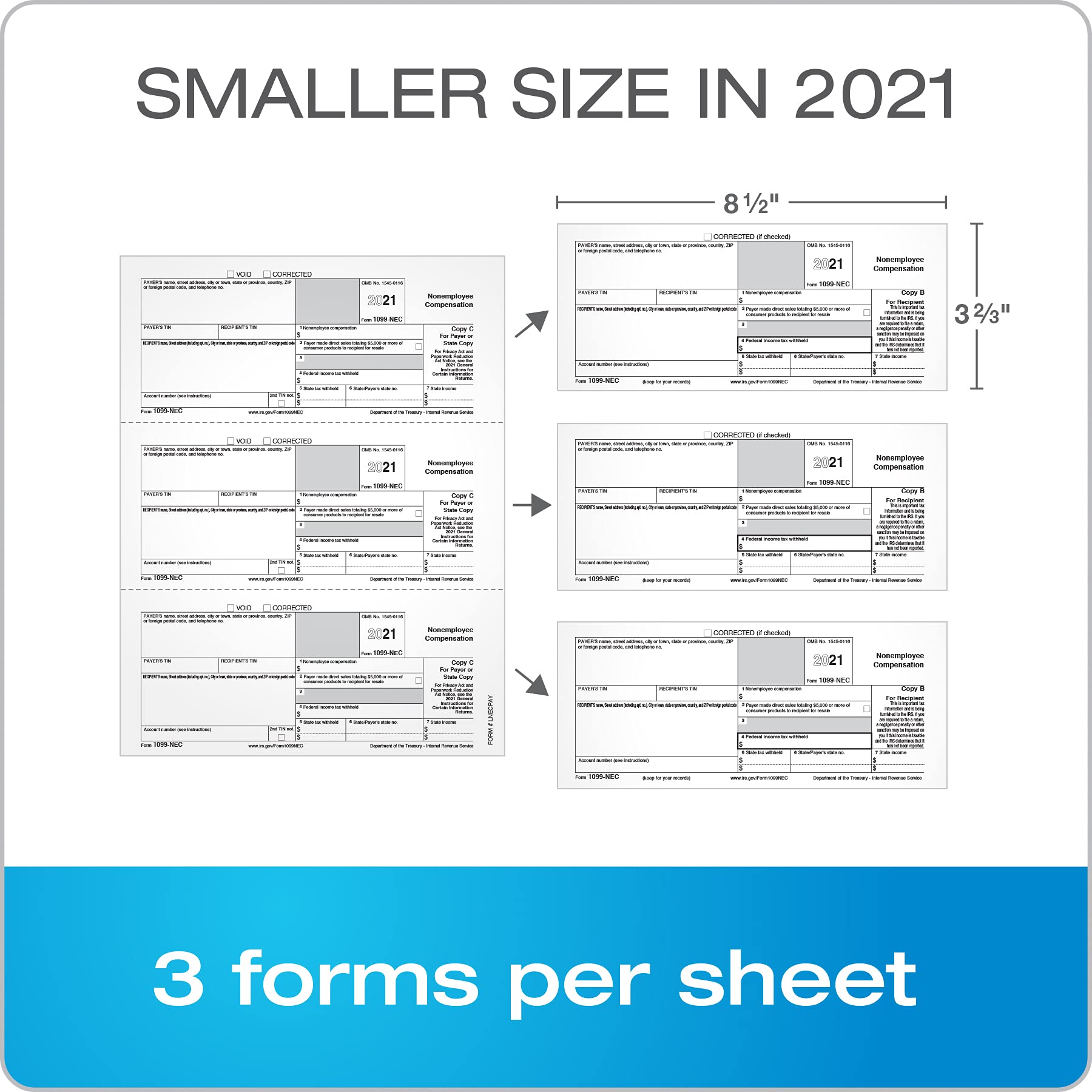 Adams 1099 NEC Forms 2021, Tax Kit for 12 Recipients, 5 Part Laser 1099 Forms, 3 1096, Self Seal Envelopes & Tax Forms Helper Online (TXA12521-NEC)