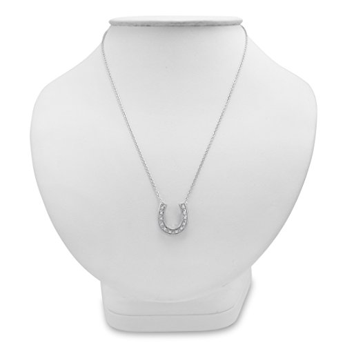 Amanda Rose Collection Diamond Horseshoe Necklace for Women in Sterling Silver 16 inches long