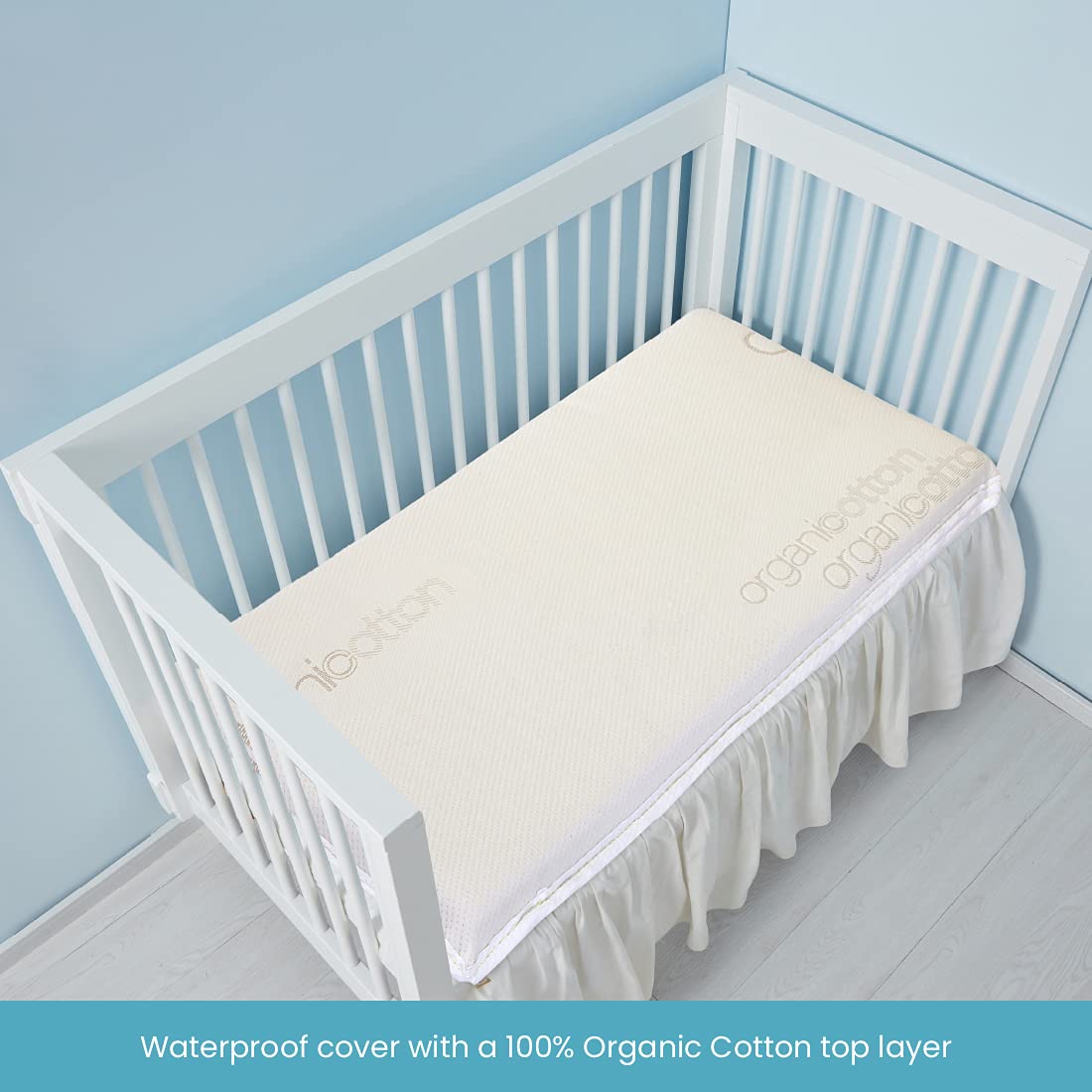 LA Baby Rectangular Bassinet Mattress Pad, 2" with 100% Organic Cotton Top Layer on Waterproof Cover - Made in USA