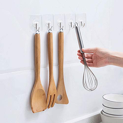 ZCgel Adhesive Wall Hooks - 10 Pack Heavy Duty 15lb(Max, Transparent Removable Utility Hooks Waterproof Sticky Hooks for Hanging Decoration Bedroom Bathroom Kitchen Garage