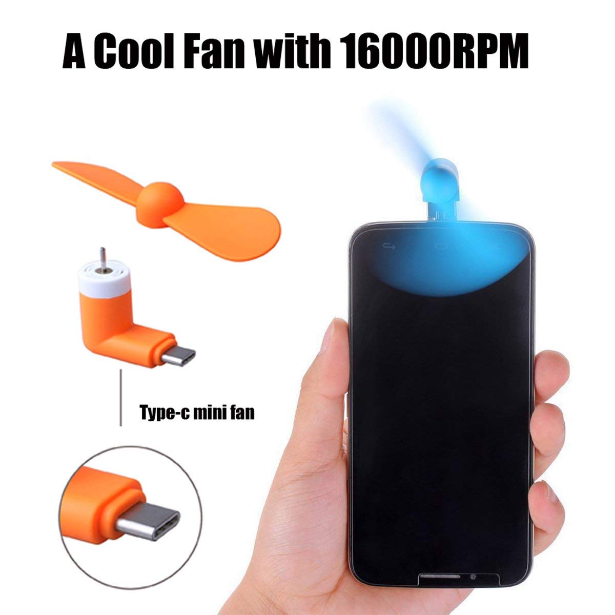 Akiimy 6 Packs USB Type C Mini Fan for Cell Phones Portable Mini USB Fan Handheld Personal Fan Compatible with Samsung Galaxy Note 9/Galaxy S10 Plus/S9/S8/One Plus/Google Nexus