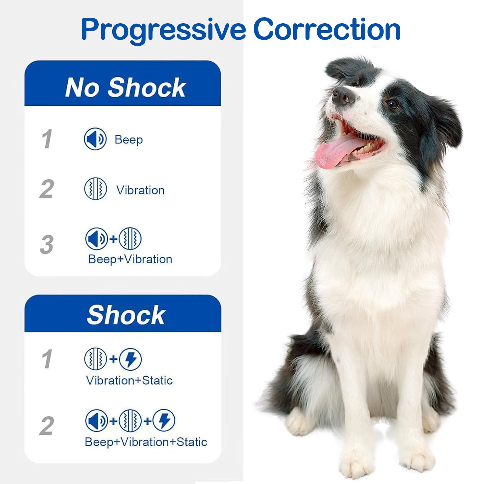 Bark Collar, Dog Bark Collar for Medium Large Small Dogs, Anti Bark Training Collar, Automatic Barking Control, Smart Bark Collar with Beep Vibration Shock, Waterproof Bark Collar for Dogs 10~110lbs