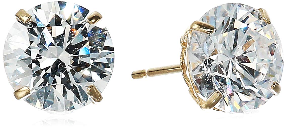 Amazon Essentials 14K Gold 2cttw Infinite Elements Cubic Zirconia Round Stud Earrings, (previously Amazon Collection)