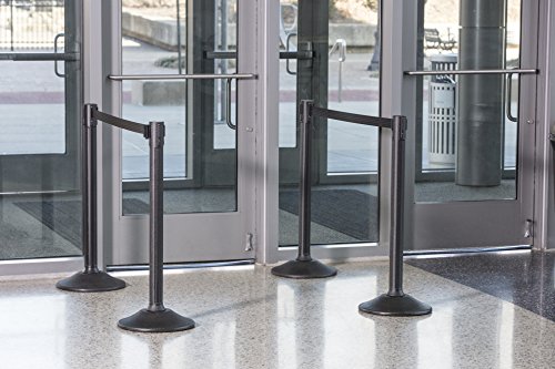US Weight - U2000 Sentry Stanchion with 6.5 Foot Retractable Belt β Easy Connect Assembly (2-Pack), Black