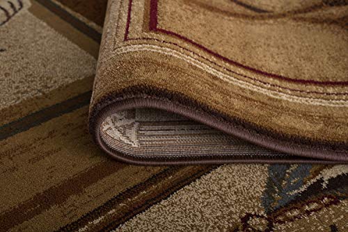 Trout Fishing Novelty Lodge Pattern Ivory Scatter Mat Rug, 2' x 3'