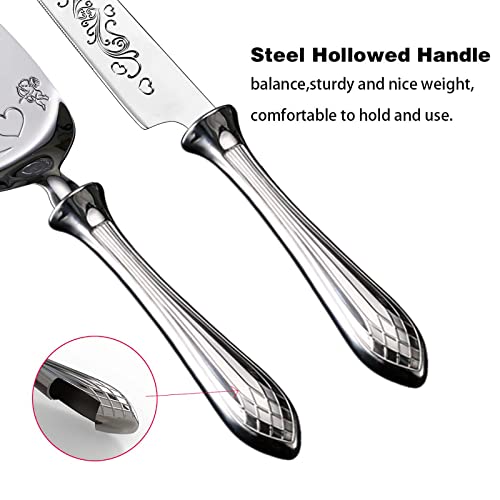 HISSF Cake Knife and Server Set,18/10 Stainless Steel Cake Pie Pastry Servers, Sweet Love Cake Serving Set Perfect For Wedding, Birthday,Home, Parties and Events