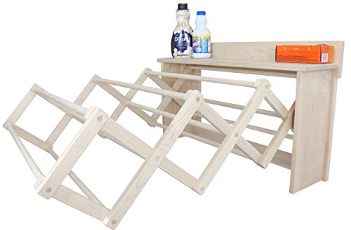 Pennsylvania Woodworks Extra Large Wall Clothes Drying Rack ~ Heavy Duty Solid Maple Hardwood, Folding, Collapses to 35" x 20" x 8", Hand Built in USA, Unfinished