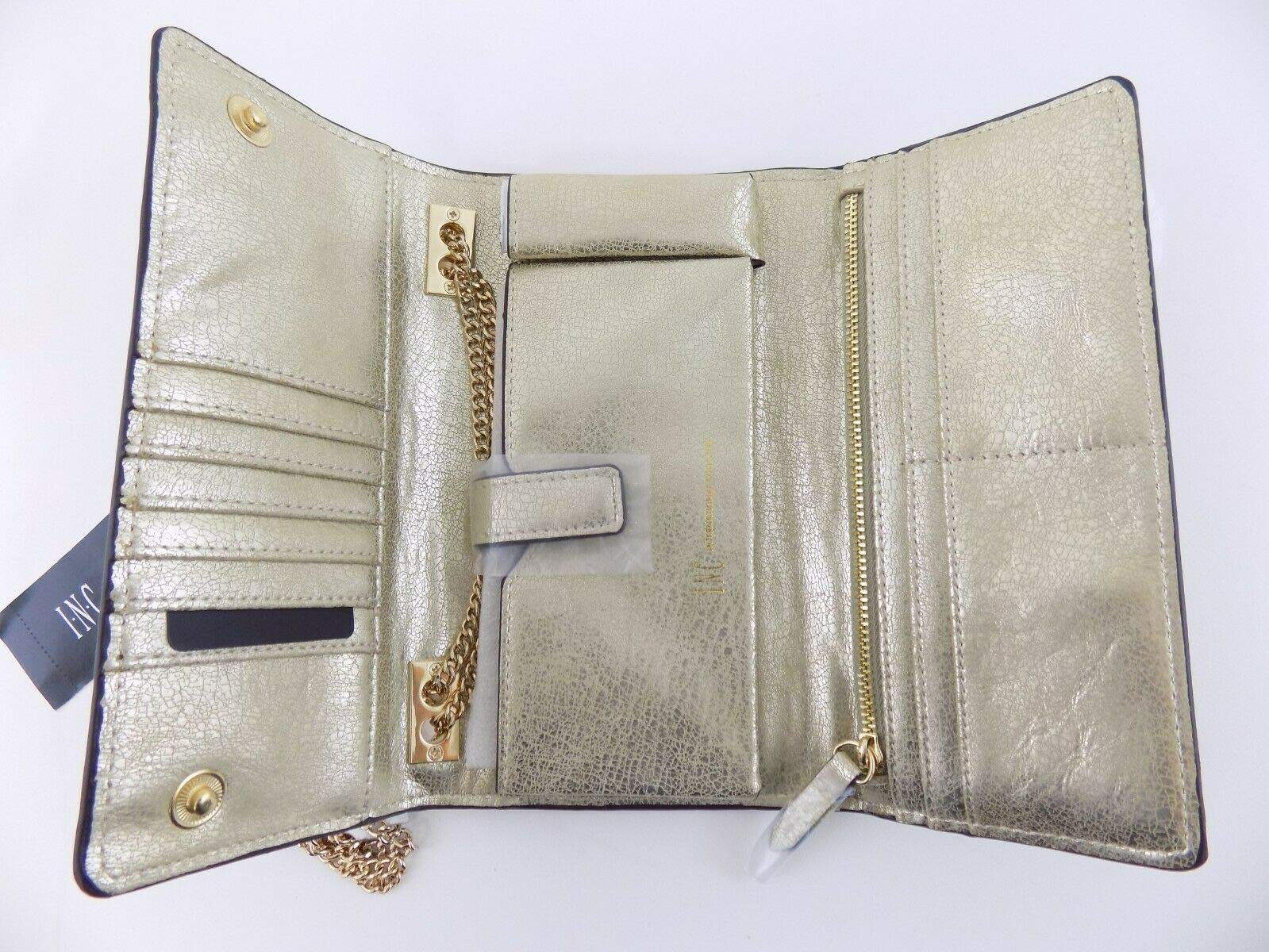 INC INTERNATIONAL CONCEPTS GLAM WALLET CROSSBODY BAG PURSE Gold Handbag