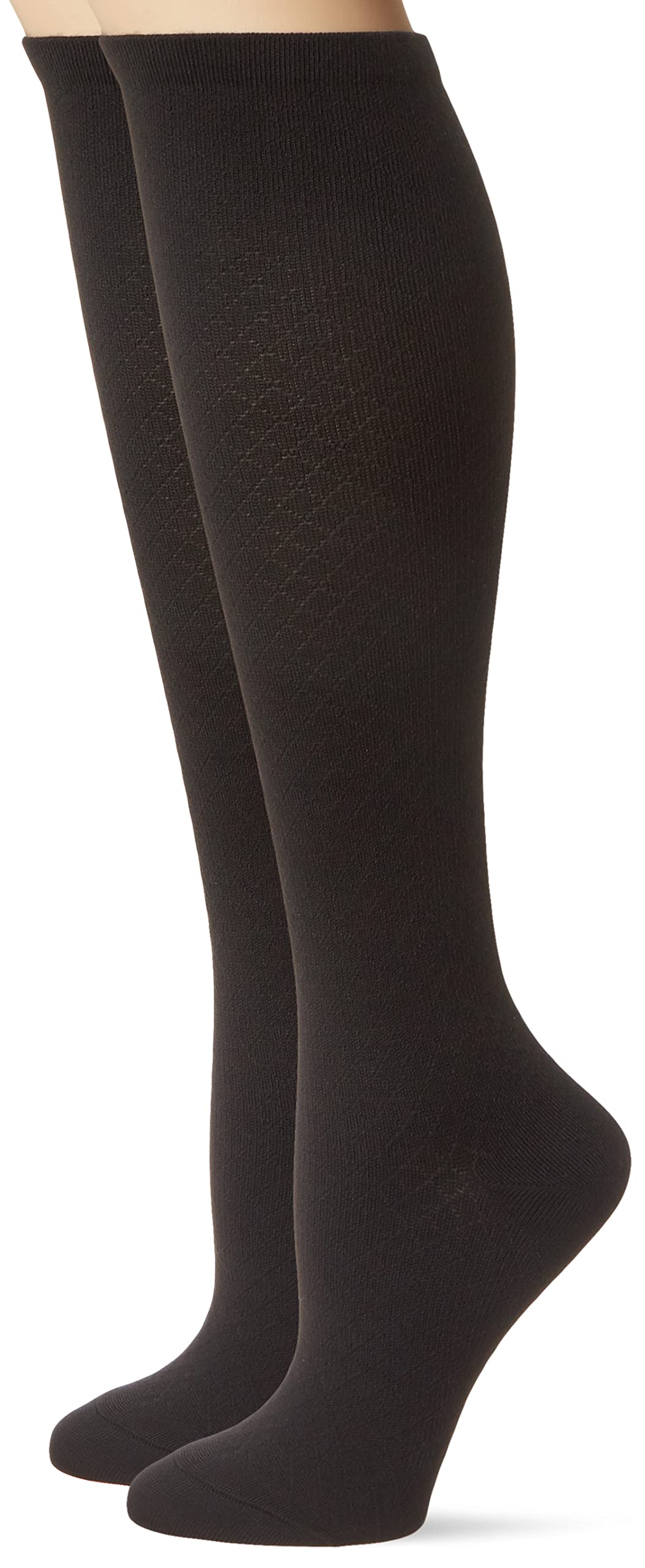 Amazon Essentials Women's Non-Medical Compression Sock, 2 Pairs, Black, 6-9