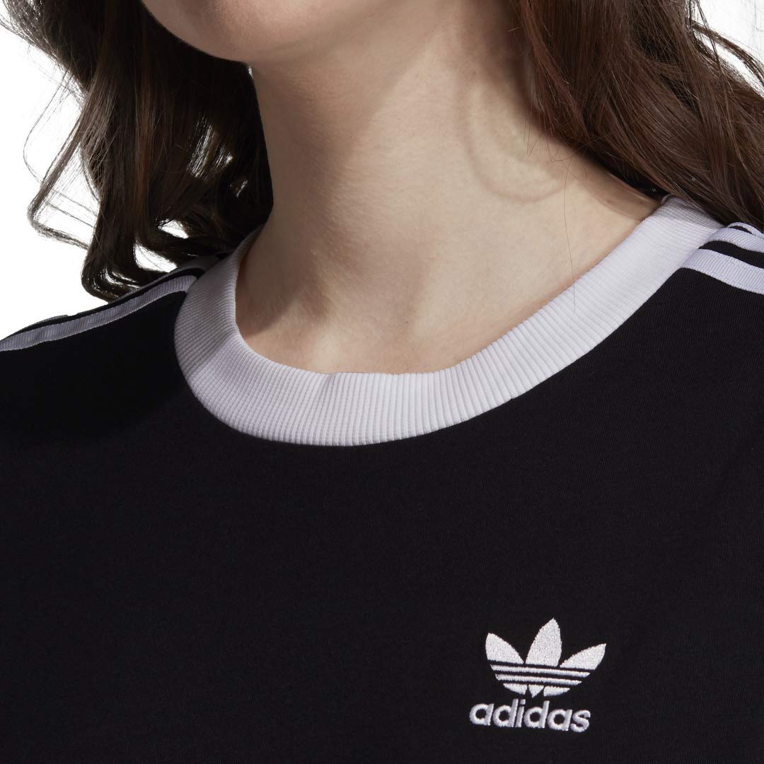 adidas Originals womens 3 Stripes T-shirt T Shirt, Black/Black/White, Medium US