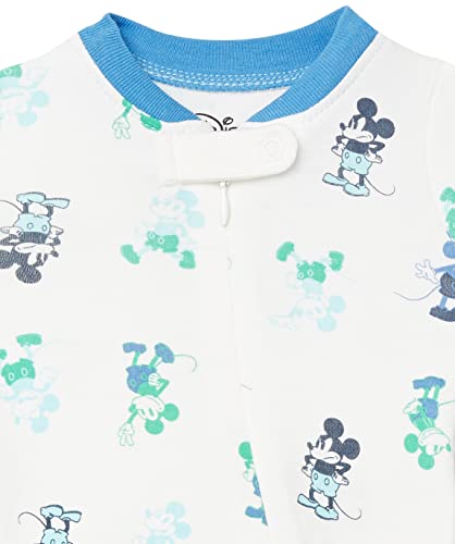 Amazon Essentials Disney | Marvel | Star Wars Unisex Babies' Cotton Footed Sleep and Play - Discontinued Colors, Pack of 2, Mickey Oh Boy, 3-6 Months