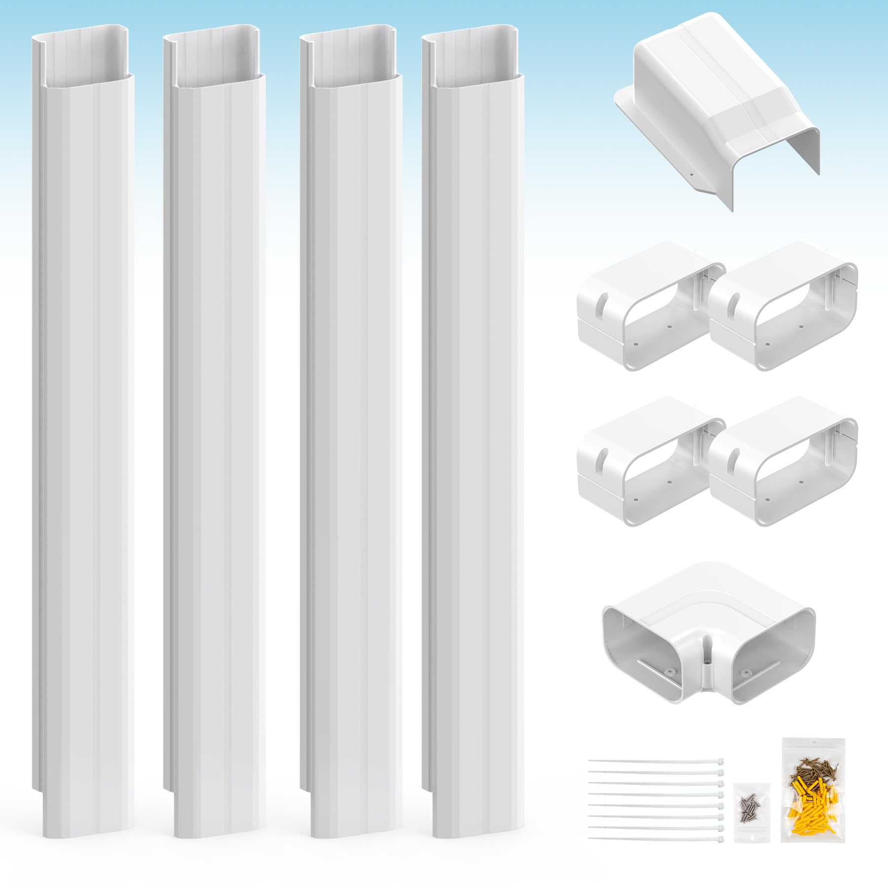 Air Jade 4" 14 Ft Mini Split Line Set Cover, Heavy Duty Line Set Cover Kit for Ductless Mini Split Air Conditioner, Heat Pumps and Central AC