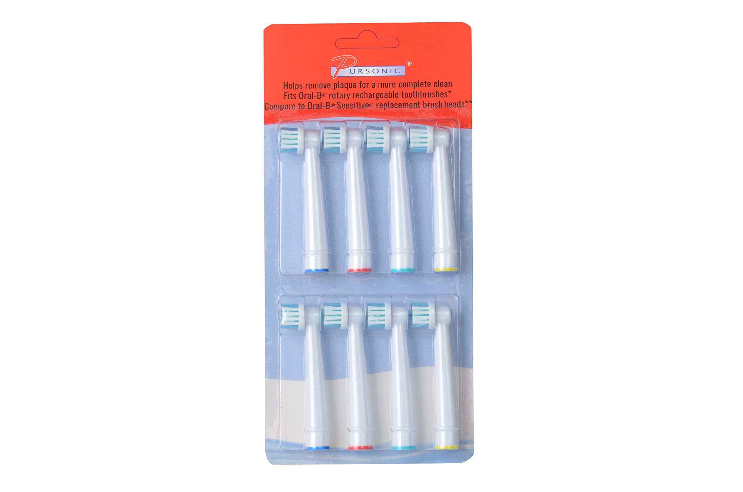 Pursonic EBS17-8 Sensitive Premium Replacement Toothbrush Heads for Oral B Toothbrushes, 8 Count