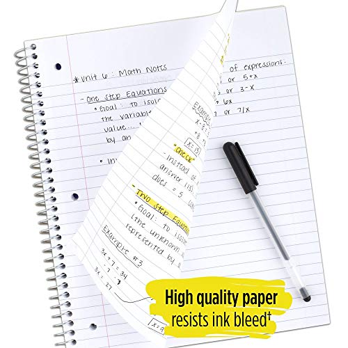 Five Star Spiral Notebooks, 3 Subject, Wide Ruled Paper, 150 Sheets, 10-1/2" x 8", Teal, Yellow, 2 Pack (73031)
