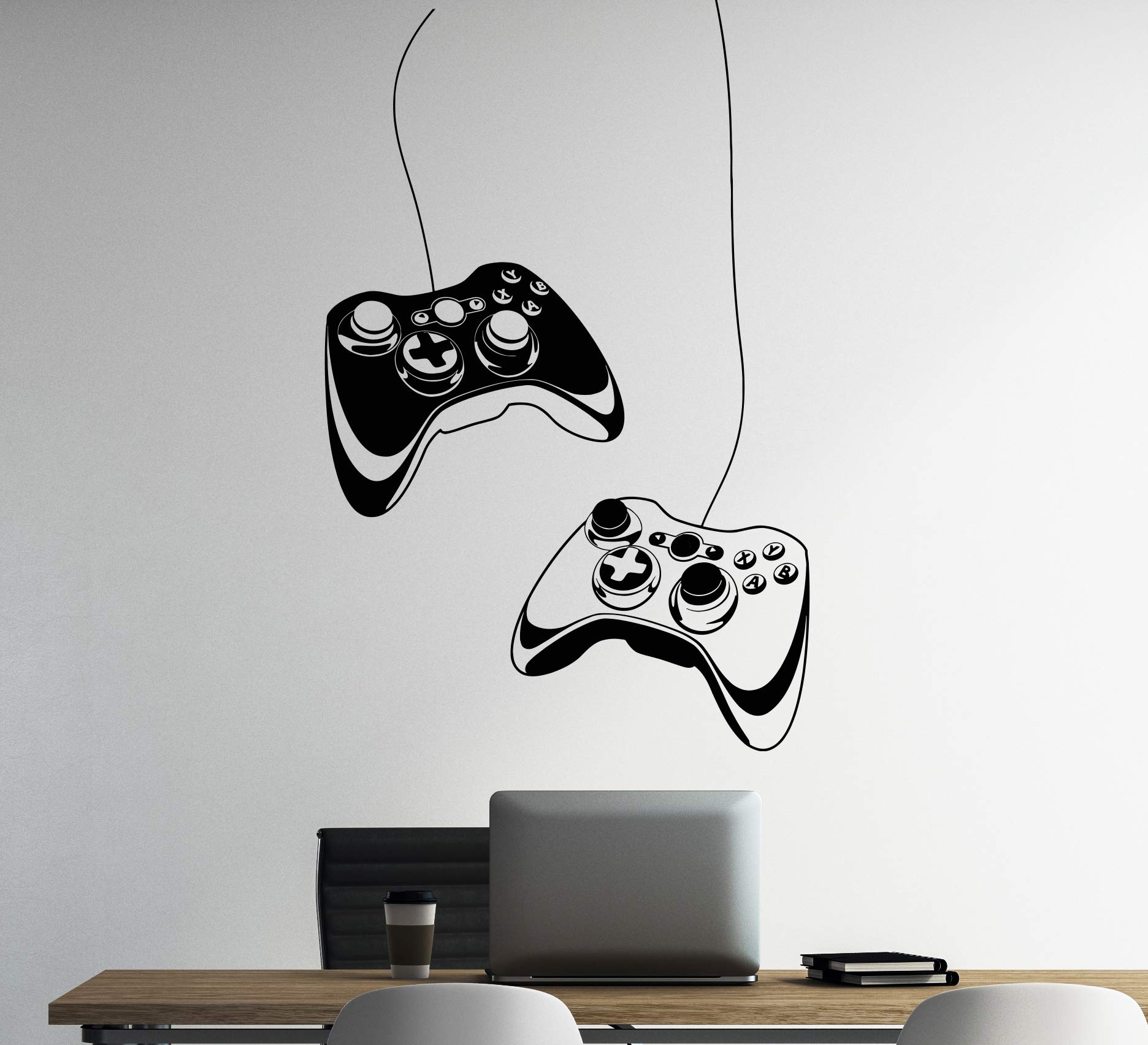 Wall Decal Gamer Gaming Joystick Vinyl Art Kids Room Large Decor z4909 (28 in X 43 in)