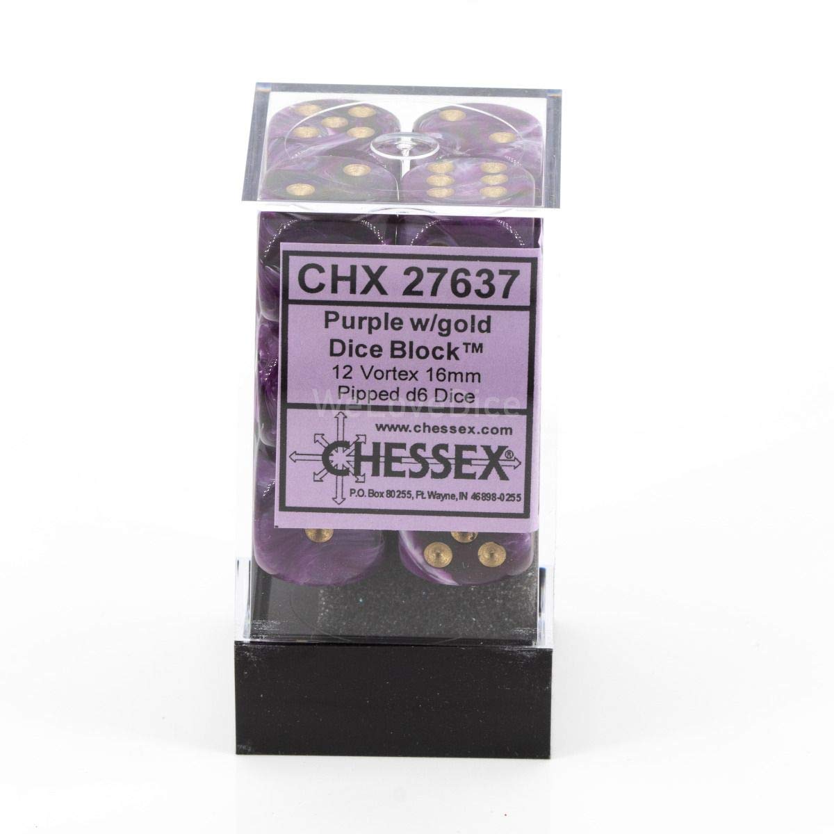 DND Dice Set-Chessex D&D Dice-16mm Vortex Purple and Gold Plastic Polyhedral Dice Set-Dungeons and Dragons Dice Includes 12 Dice β D6