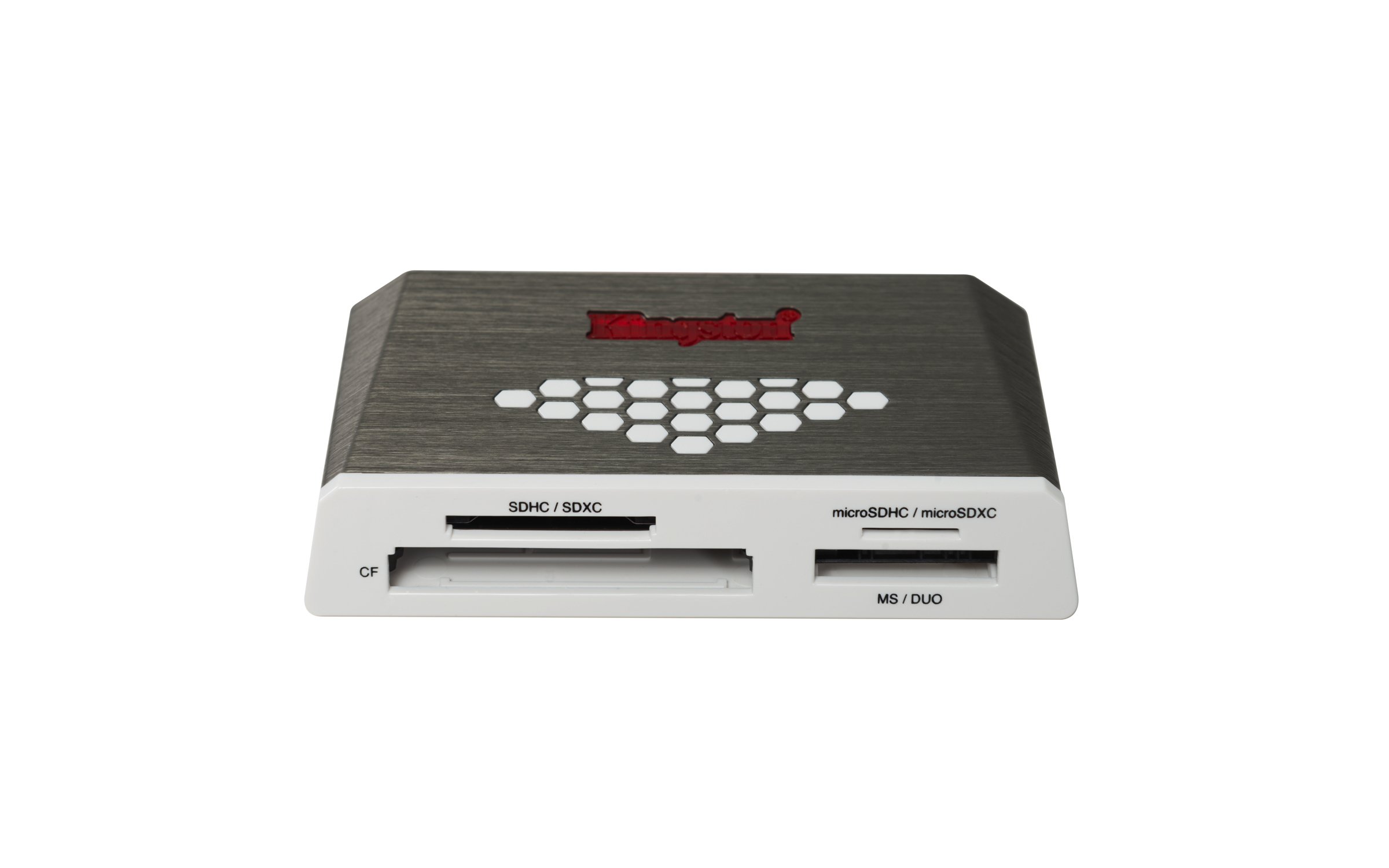 Kingston Digital USB 3.0 Super Speed Multi-Card Reader for SD/SDHC/SDXC/microSD/MS/Compact Flash CF Cards (FCR-HS4), White, Brushed Nickel
