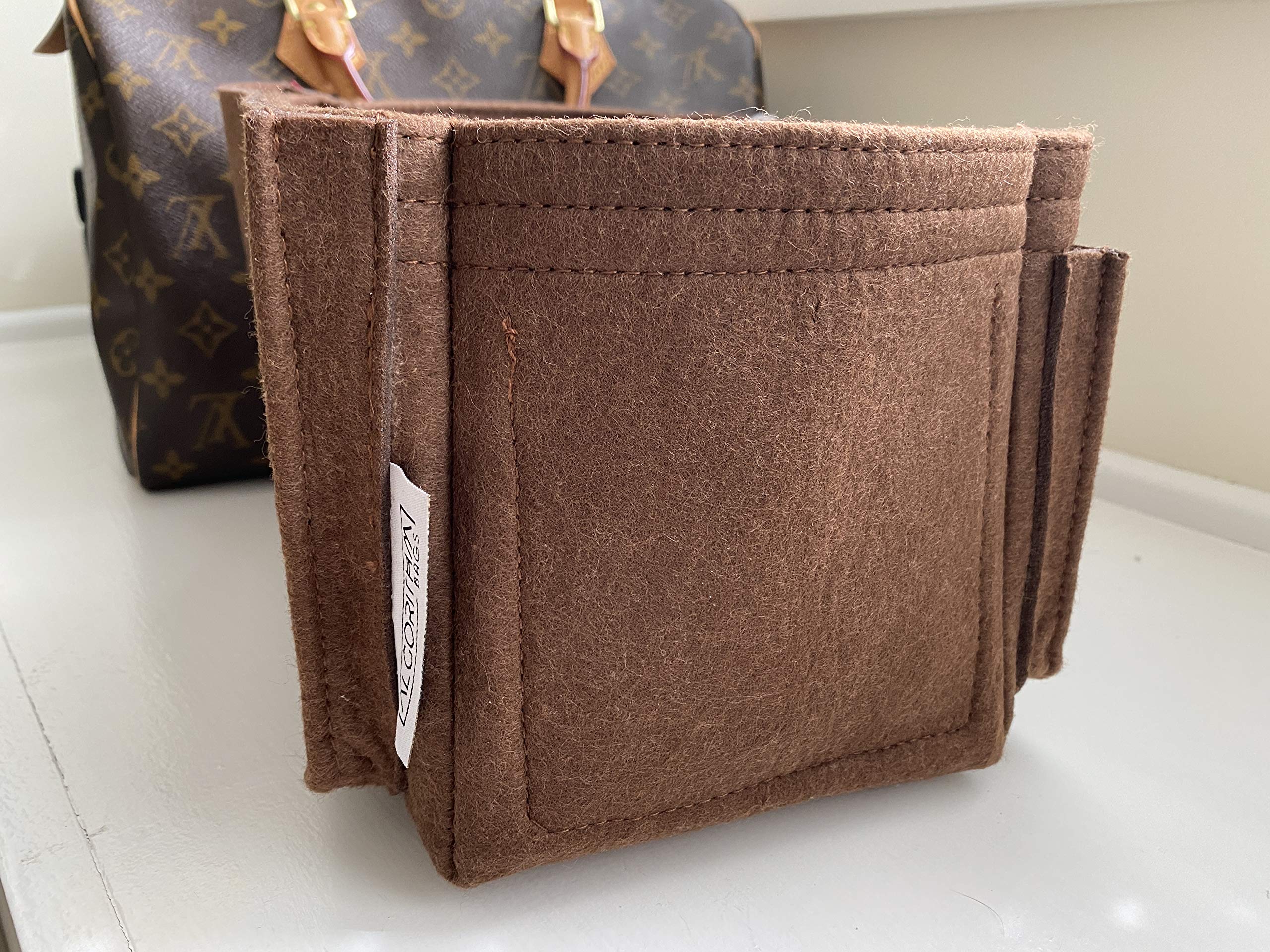 AlgorithmBags Purse Organizer Insert | designed for Louis Vuitton LV Speedy 30 35 40 25 | Luxury Liner Shaper Divider (35, Brown)