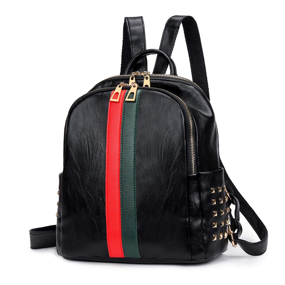Alovhad Pu Leather Mini Backpack For Women Purse Cute Daypack Bag Fashion Shoulder Bag (A-Small Black)