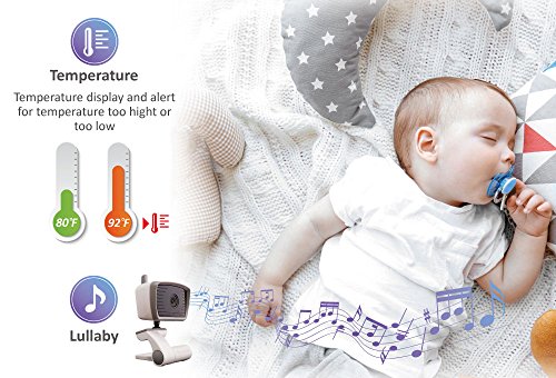 MoonyBaby No WiFi Baby Monitor with 12 Hours Long Battery Life, 1000ft Long Range, 4.3" Display, Auto Night Vision, 2-way Audio, Temperature Sensor, Lullabies and Power Saving/Voice Activation,Trust30