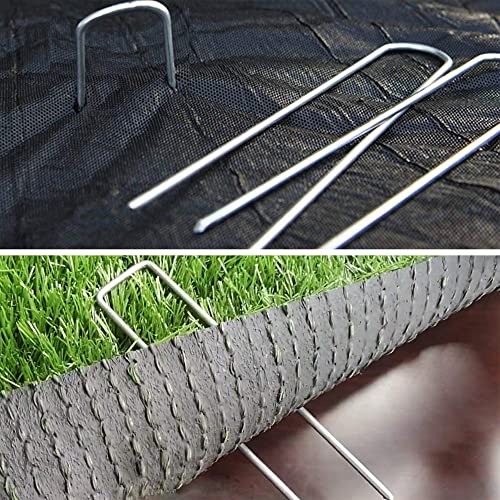 BEBEKULA 100 Pack 6 Inch Garden Stakes, Galvanized Landscape Staples for Weed Barrier Fabric, Heavy Duty Sod Pins Securing Pegs Netting Ground Sheets and Fleece, Ground Cover, Irrigation Tubing