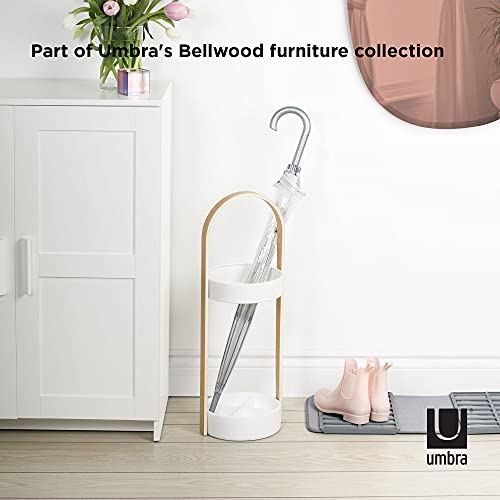 Umbra Space Saving Bellwood Umbrella Stand, White/Natural