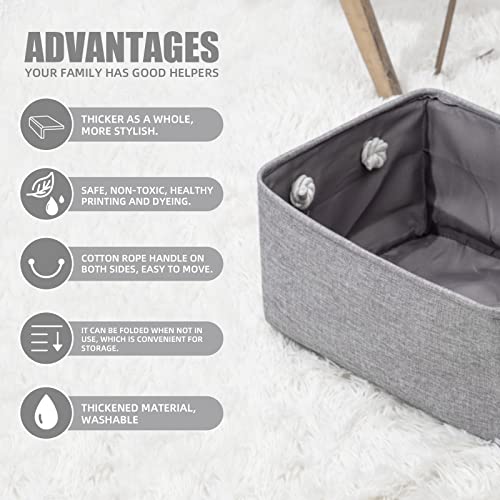 MUBAIMY Organizing Fabric Storage Basket Box for Shelves, Nursery, Decorative Baskets(Solid Grey-2 Pack, Small-12.2 * 8.3 * 5.1inches)