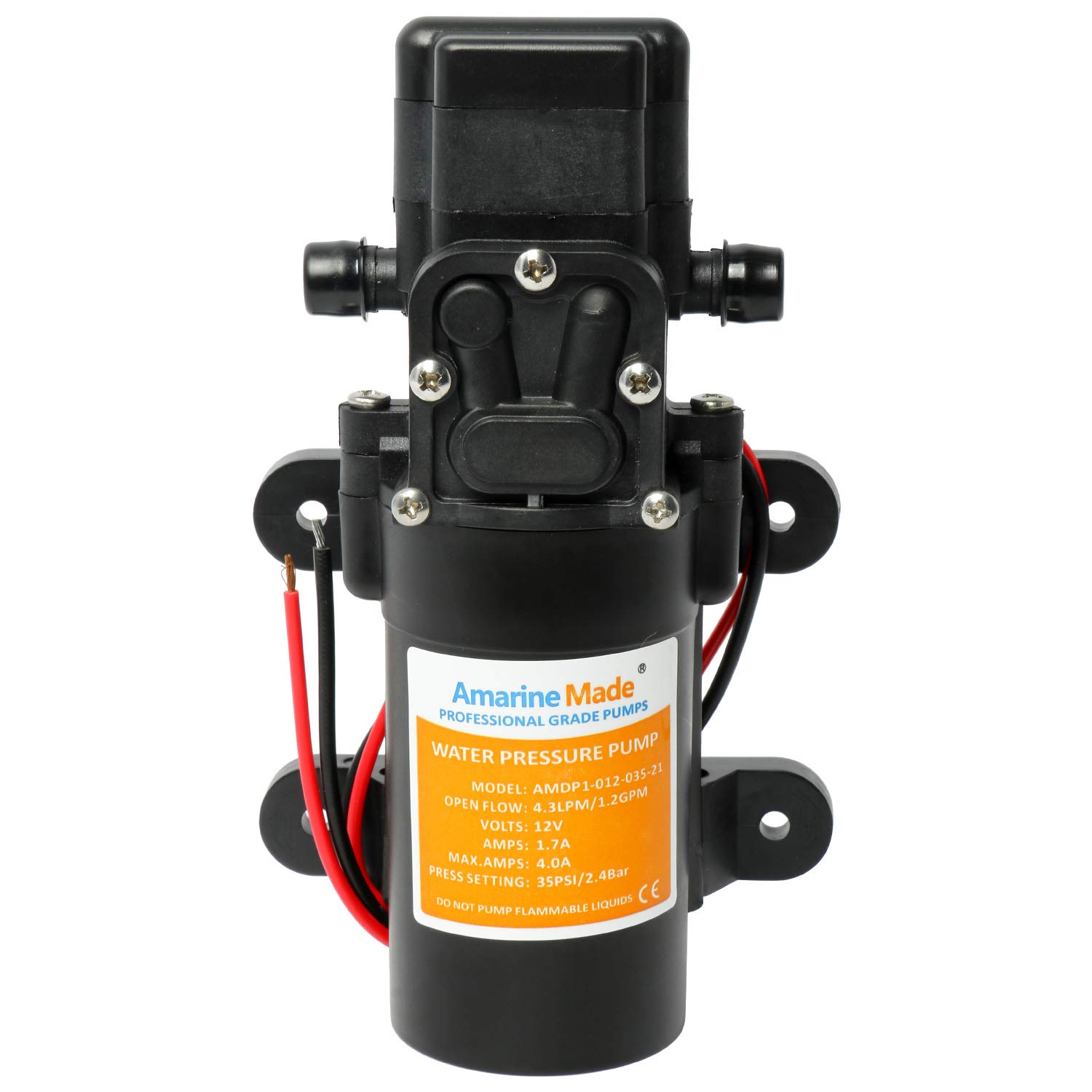 Amarine Made Fresh Water Pump Self Priming Sprayer Pump Water Pressure Pump 12V DC 1.2 GPM 35 PSI Diaphragm Pump for Caravan RV Marine Fishing Boat