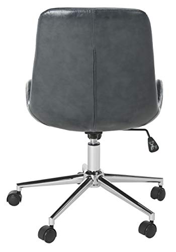 SAFAVIEH Home Collection Fletcher Dark Grey Faux Leather/ Chrome Swivel Adjustable Height Office Desk Chair