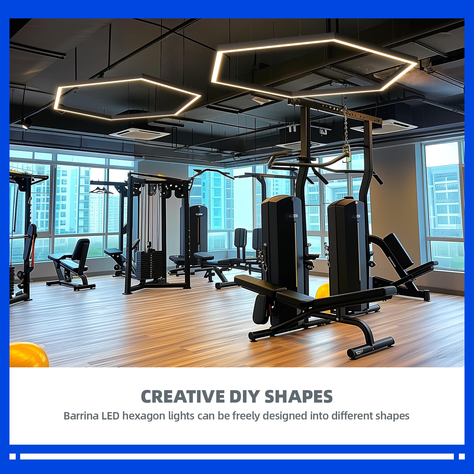 Barrina LED Hexagon Light, DIY Linear Light, Dimmable Hanging Shop Light, 2700K 4000K 5000K Color Changing, Linkable Office Light Fixtures, Seamless Connection, 5568-0-10V Series