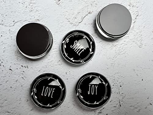 BabyPop! Newest Design Black 12 Pack Round Glass Refrigerator Magnets, Trendy Inspirational Magnet Gift Set for Fridge Cute Decorative Motivational Whiteboard Magnets for Office Locker Home & Kitchen