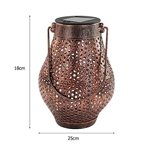 DJASM 2 Pieces Retro Wrought Iron Solar Led Lantern Outdoor Waterproof Hanging Lamp Light Control Induction Home Garden Lawn Landscape Lighting