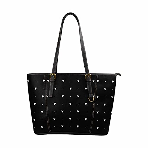 InterestPrint Tote Bag for Women School Work Travel and Shopping White Love Hearts
