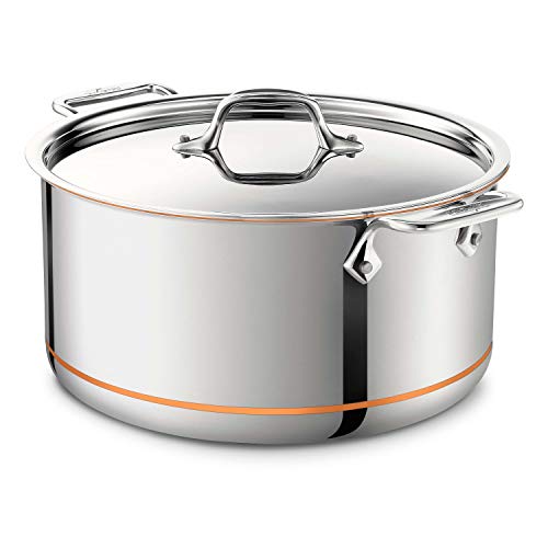 All-Clad Copper Core 5-Ply Stainless Steel Stockpot 8 Quart Induction Oven Broiler Safe 600F Pots and Pans, Cookware Silver