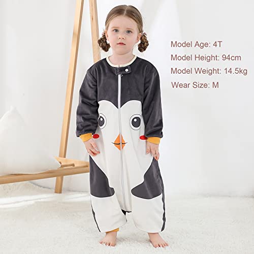 MICHLEY Baby Sleeping Bag Sack Long Sleeve with Feet Winter Swaddle Wearable Blanket for Boys Girls,Penguin,1-3Years