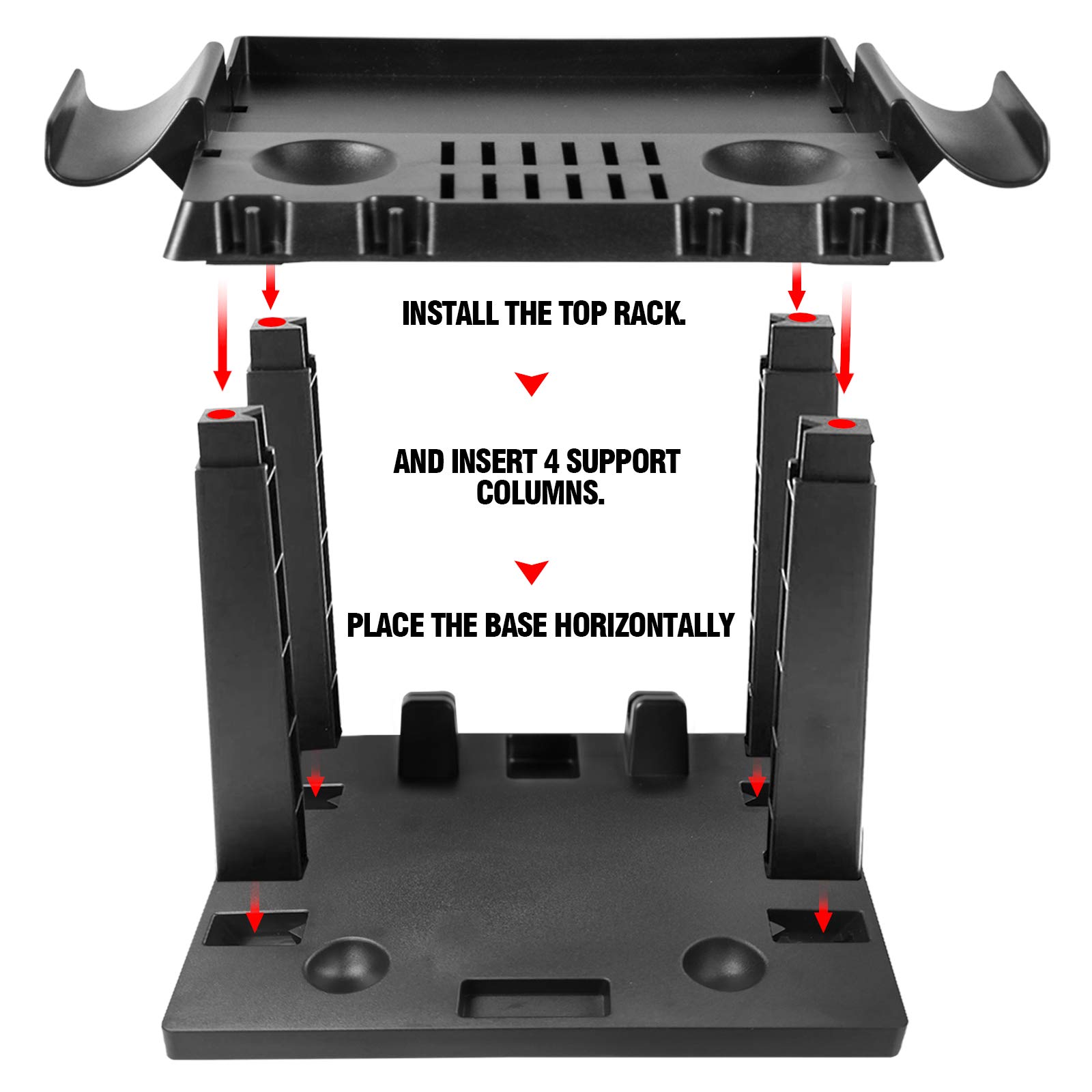 INFURIDER Multifunctional Storage Stand for Nintendo Switch Tower Holder Bracket for Nintendo Switch Dock Joy-Con Grip 2 Pro Controllers 2 Joy-Con Straps 4 Joy-Cons 12 Game Cards and 2 Poke Balls
