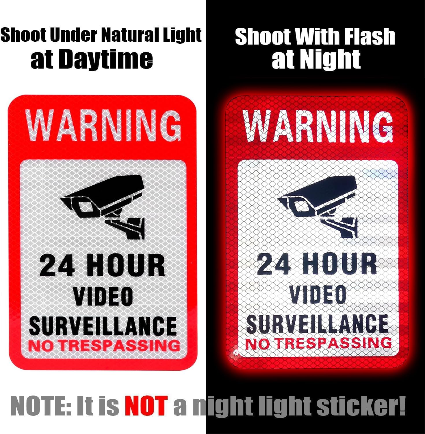 Kichwit 6-Pack Video Surveillance Sign Reflective Sticker Decal Self Adhesive 5.9” x 4”, UV Protected & Waterproof, Indoor & Outdoor Use