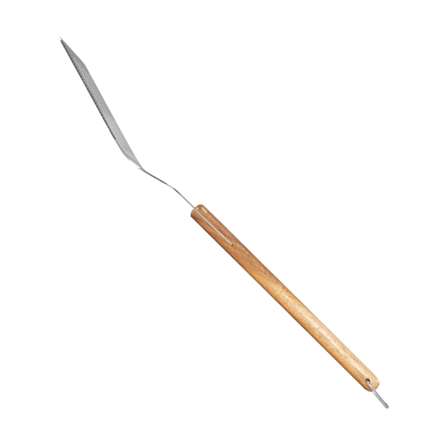 BBQ-AID Pro BBQ Metal Spatula - 17" Barbecue Spatula Stainless Steel with Serrated Knife Edge -Solid & Sturdy Turner Spatula- Acacia Wood Handle- Heavy Duty Built to Last Kitchen Spatula