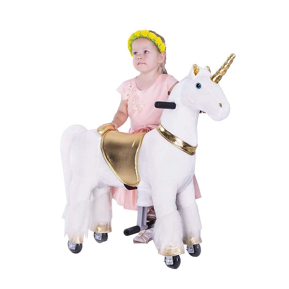 Gidygo Kids Ride on Walking Unicorn Rocking Horse Riding Toy for Children for 3-6 Years Old